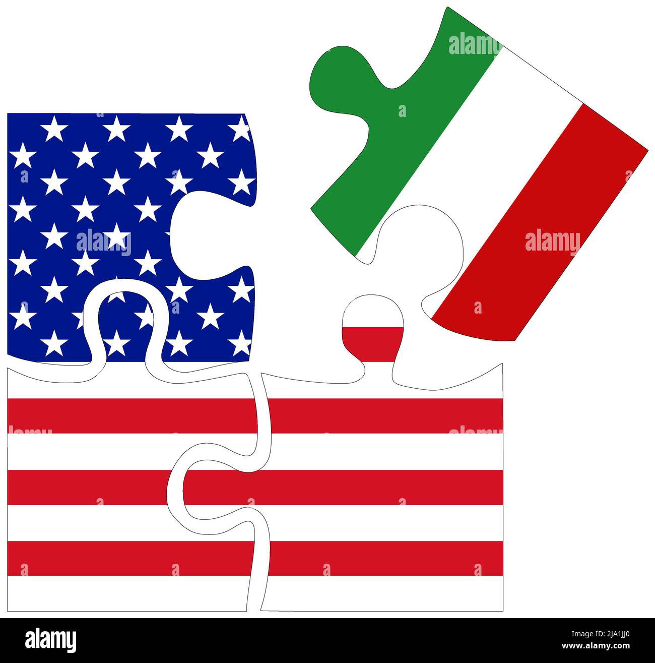 USA - Italy : puzzle shapes with flags, symbol of agreement or ...