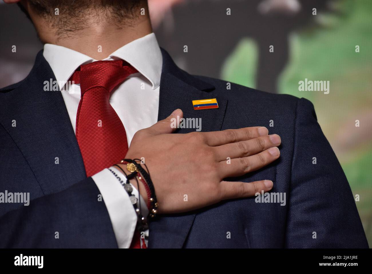 Bogota, Colombia, May 26, 2022. A person signs Colombian national ...