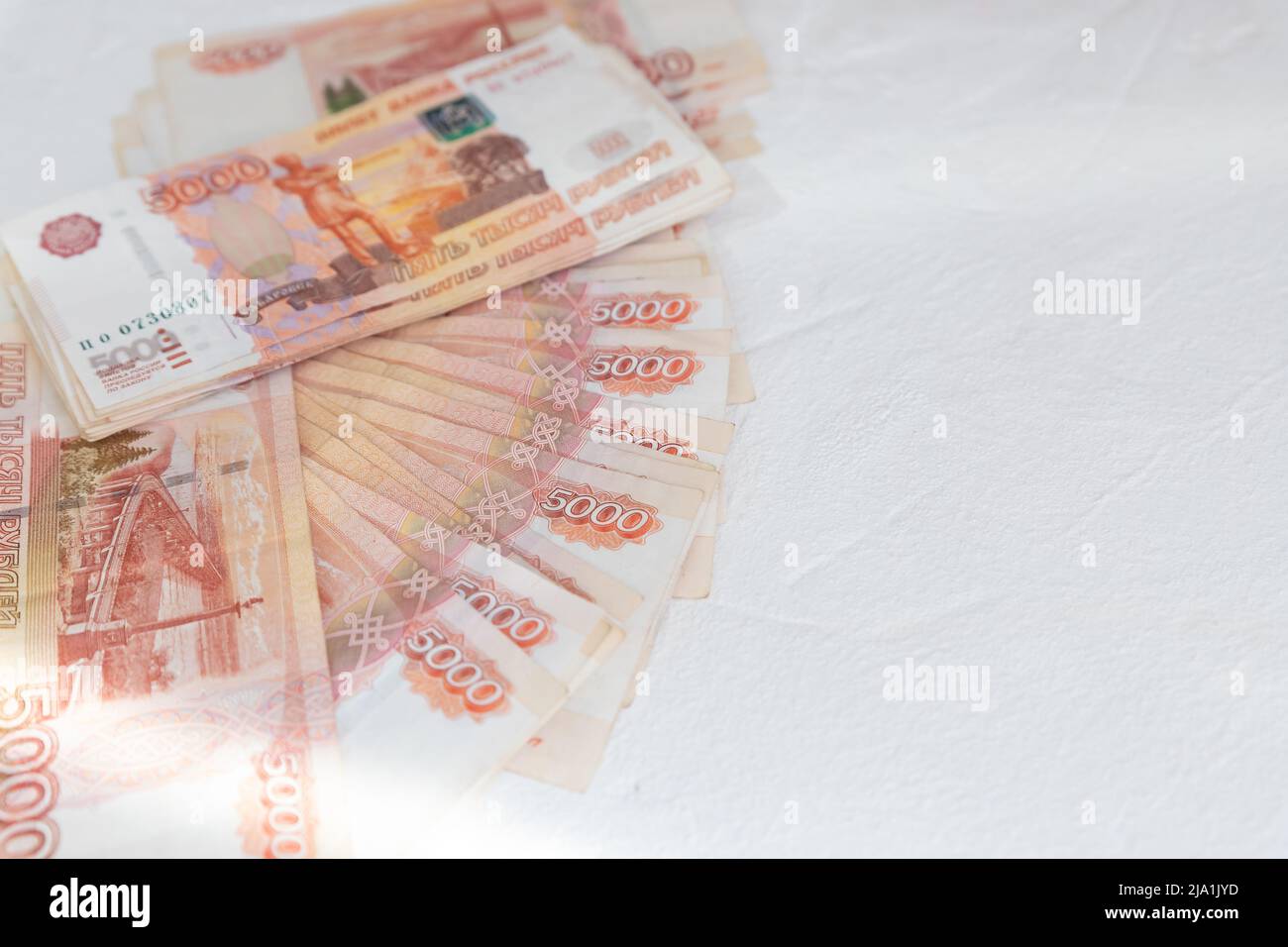 Russian ruble banknotes issued by the Bank of Russia. Financial system ...