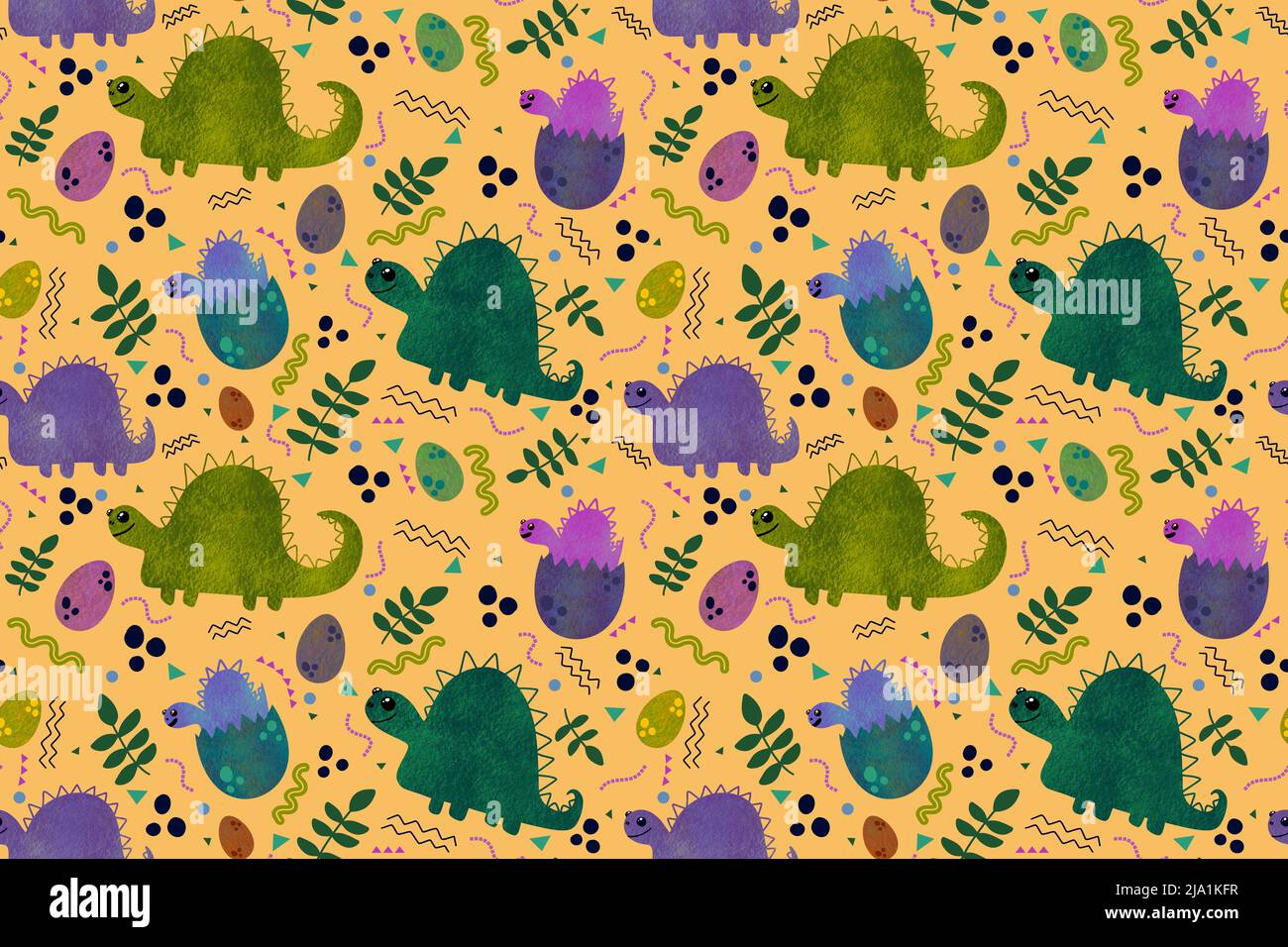 Kids seamless cartoon dinosaur pattern for wallpaper and fabrics and ...