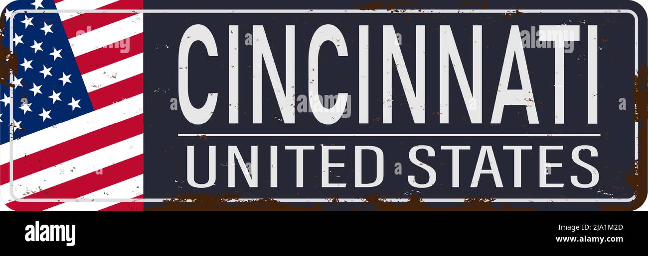 Cincinnati old road sign isolated on white background Stock Vector ...