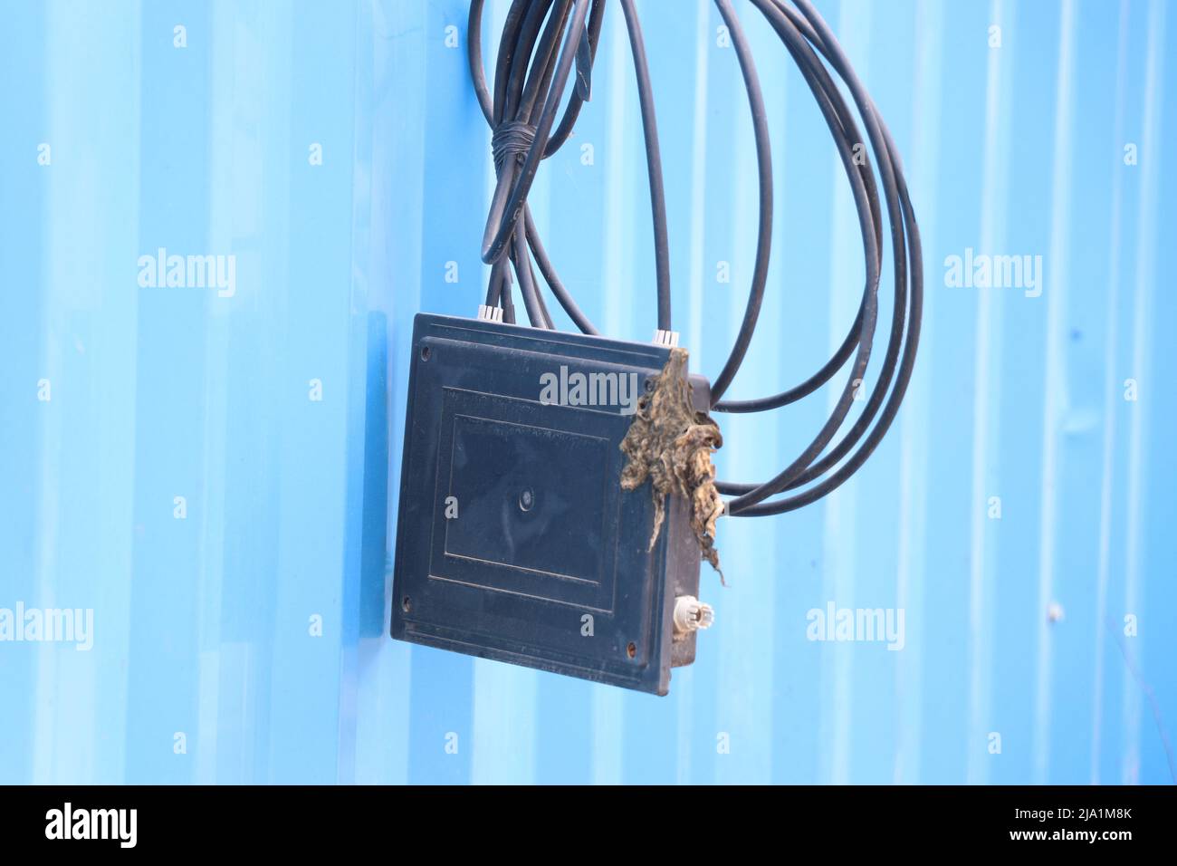 Reels of fiber optic cable with splitter box for high speed internet ...