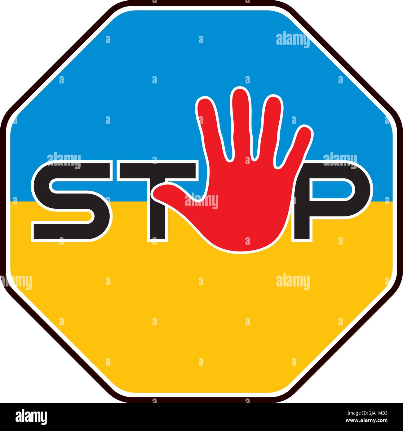 Stop Sign in Ukrainian Flag Colors. Vector illustration Stock Vector ...