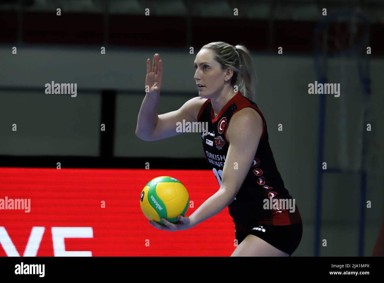 ISTANBUL, TURKEY - DECEMBER 21, 2021: Madison Rishel serves in Turkish ...