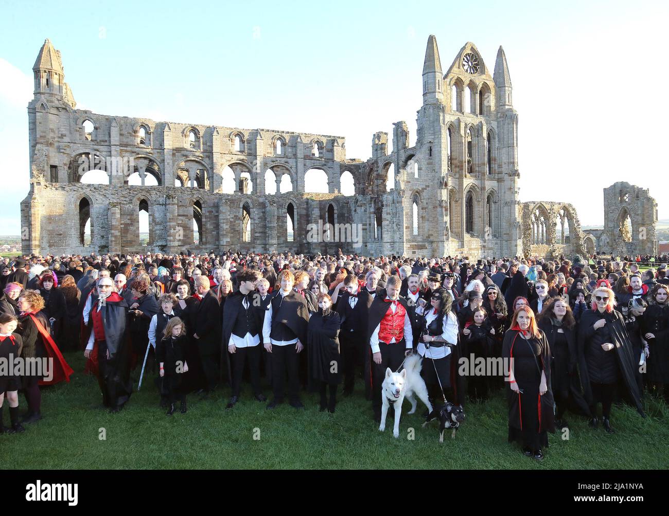 People dressed as Vampires at Whitby Abbey in Yorkshire, as they ...