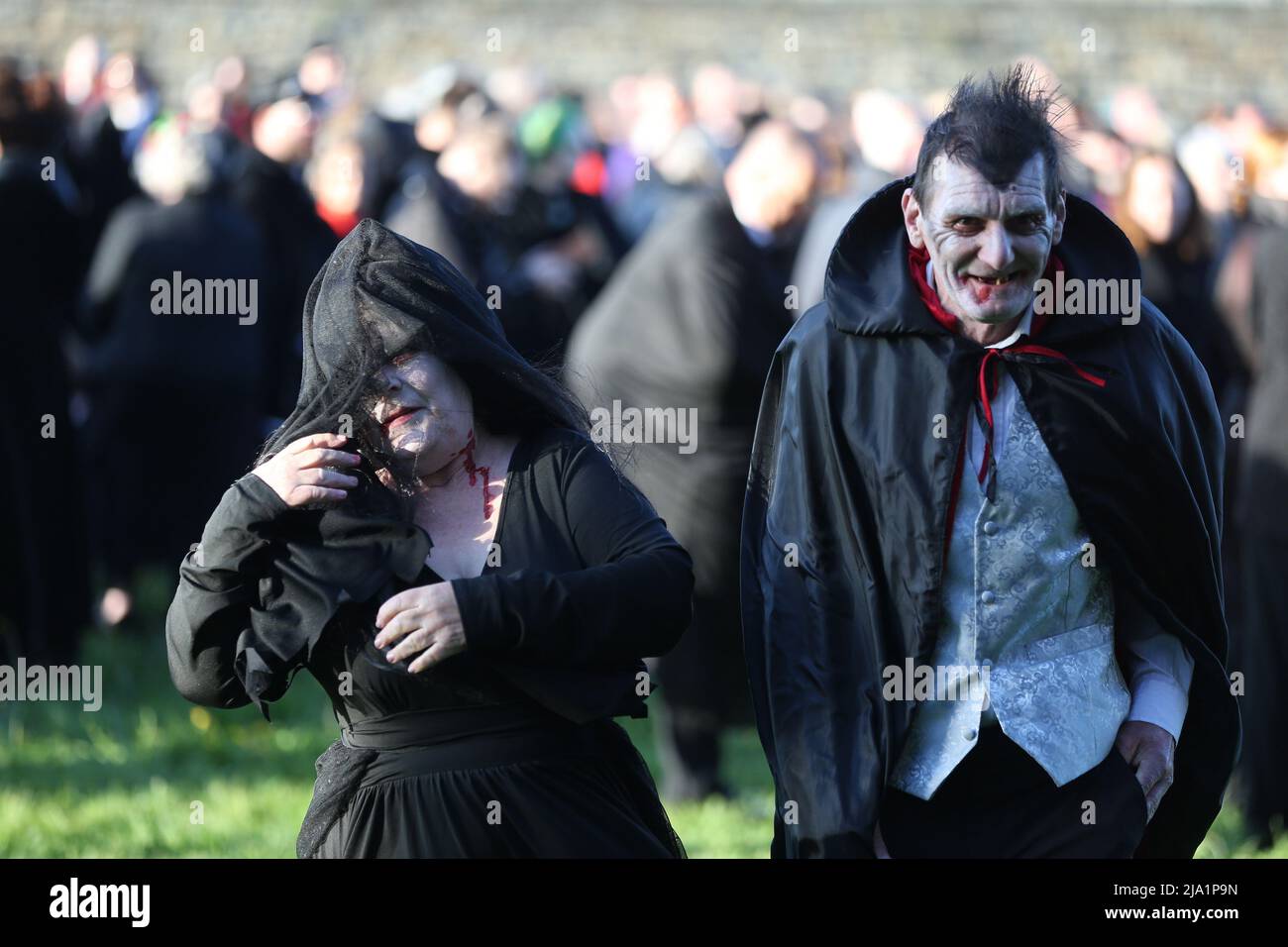 People dressed as Vampires at Whitby Abbey in Yorkshire, as they ...