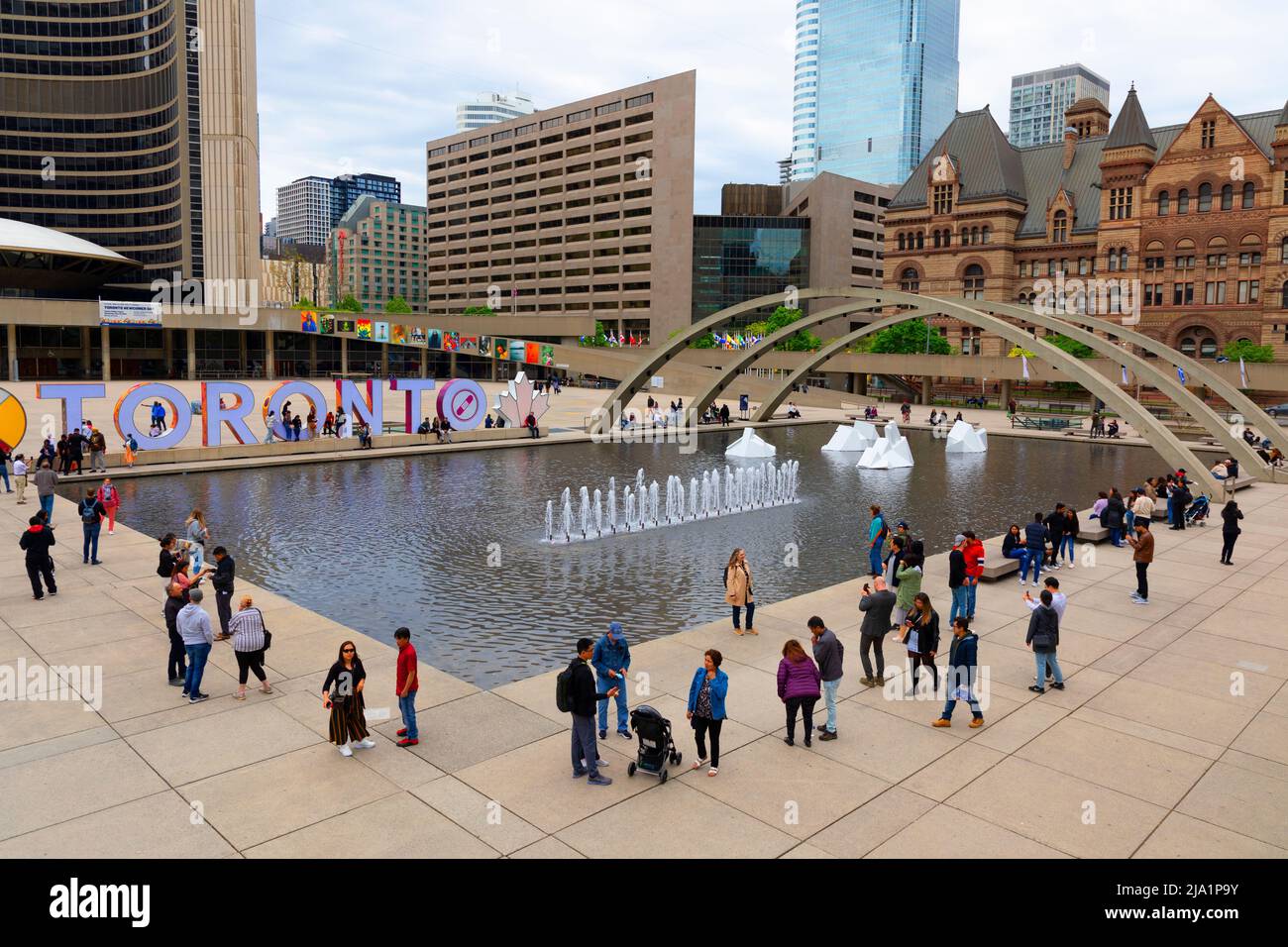 Toronto City Hall in Nathan Phillips Square. Toronto Ontario Canada ...
