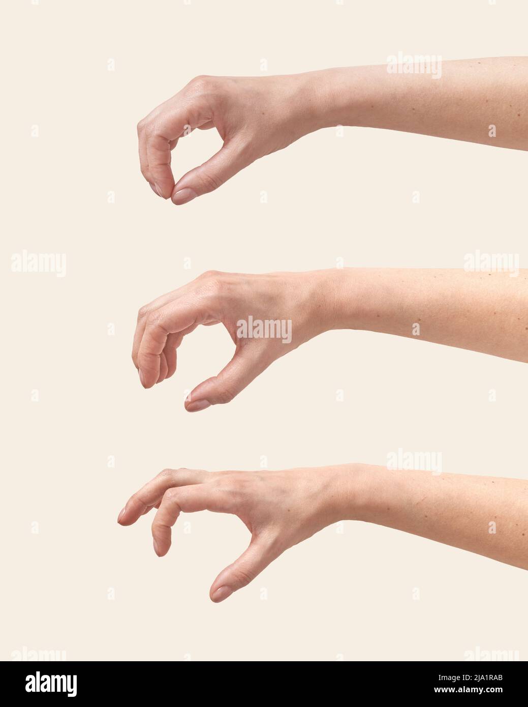 Set of female hand grip gesture on white Stock Photo - Alamy
