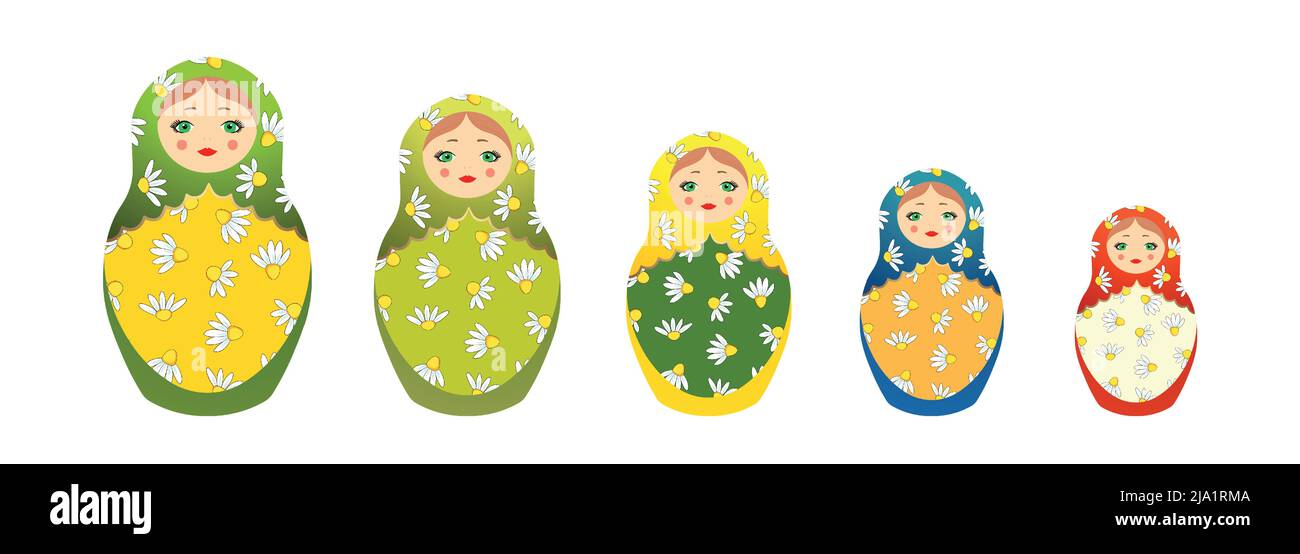 Russian Matryoshka. Traditional Russian folklore dolls with big eyes ...