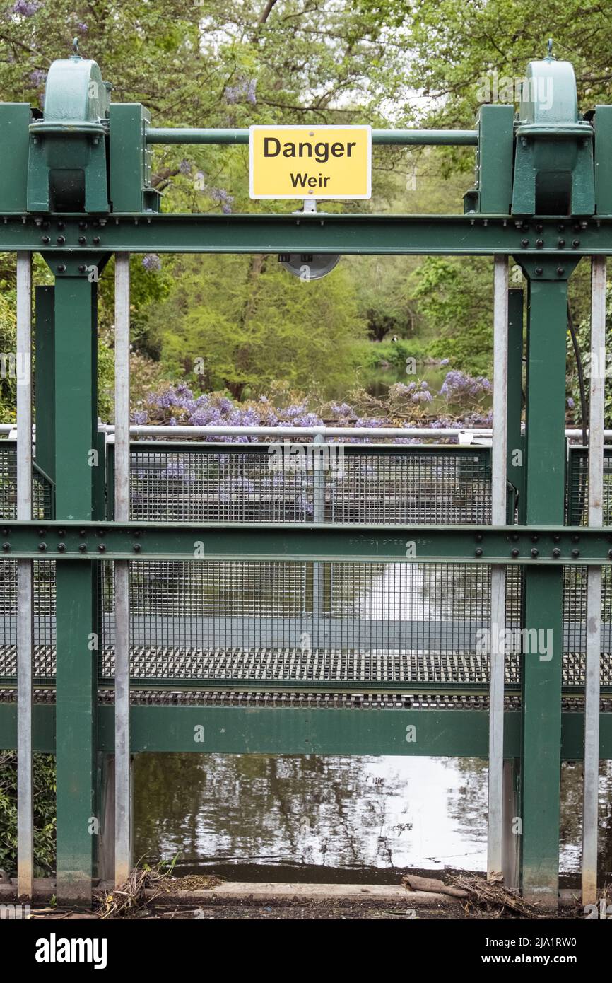 Danger Weir Sign Stock Photo - Alamy