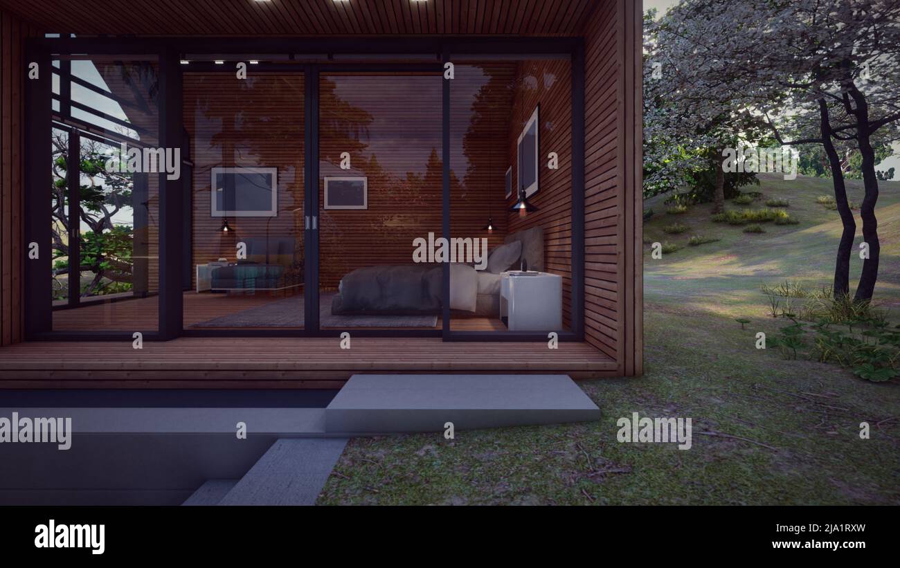 window frame design at wooden house architectural concepts 3d ...