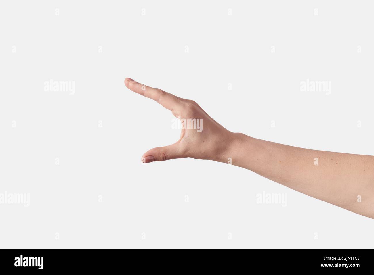 Close up measuring hand with grab action on white Stock Photo - Alamy
