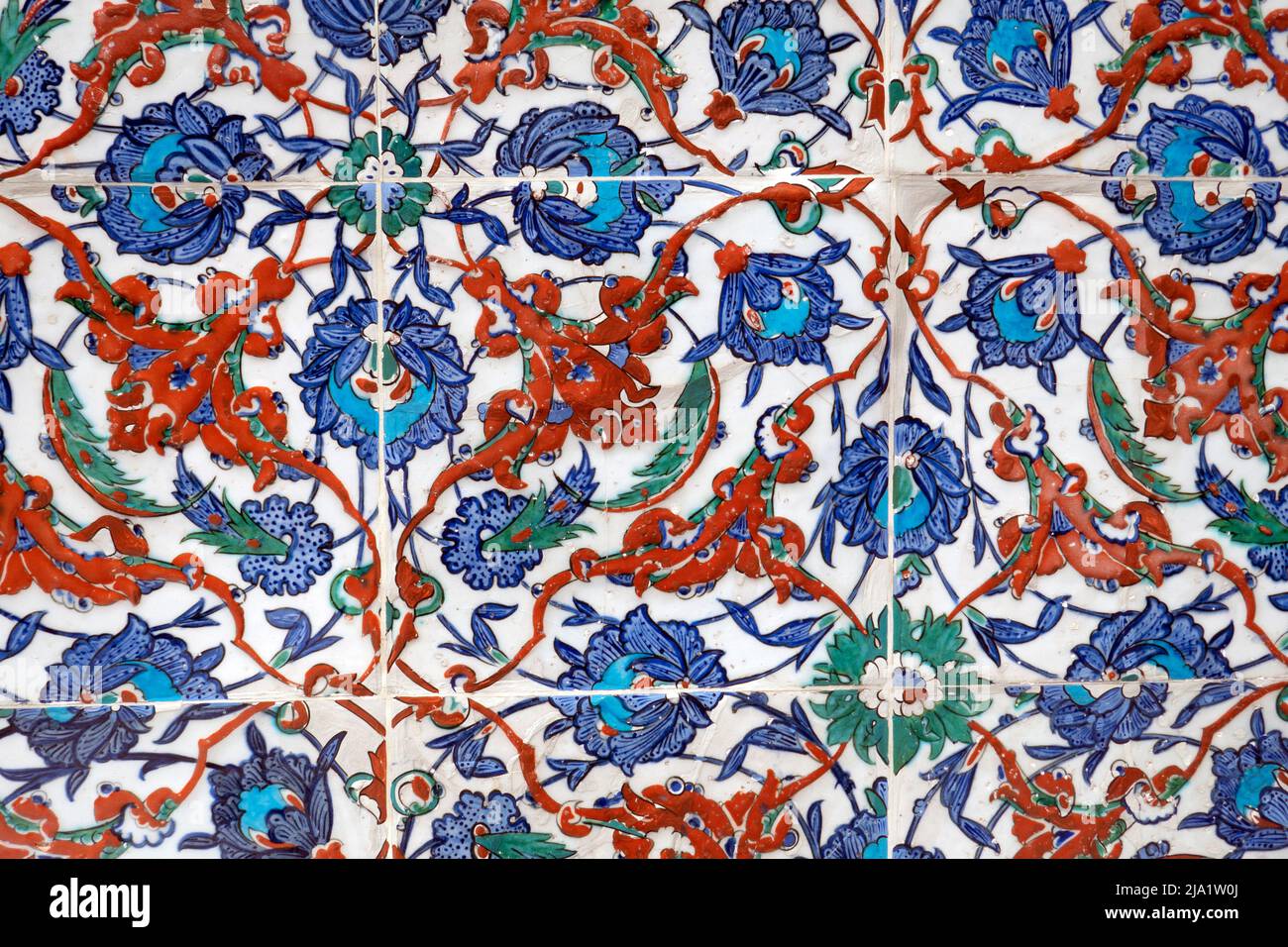 the Turkish ceramic tiles from Rustem Pasha Mosque, Istanbul Stock ...