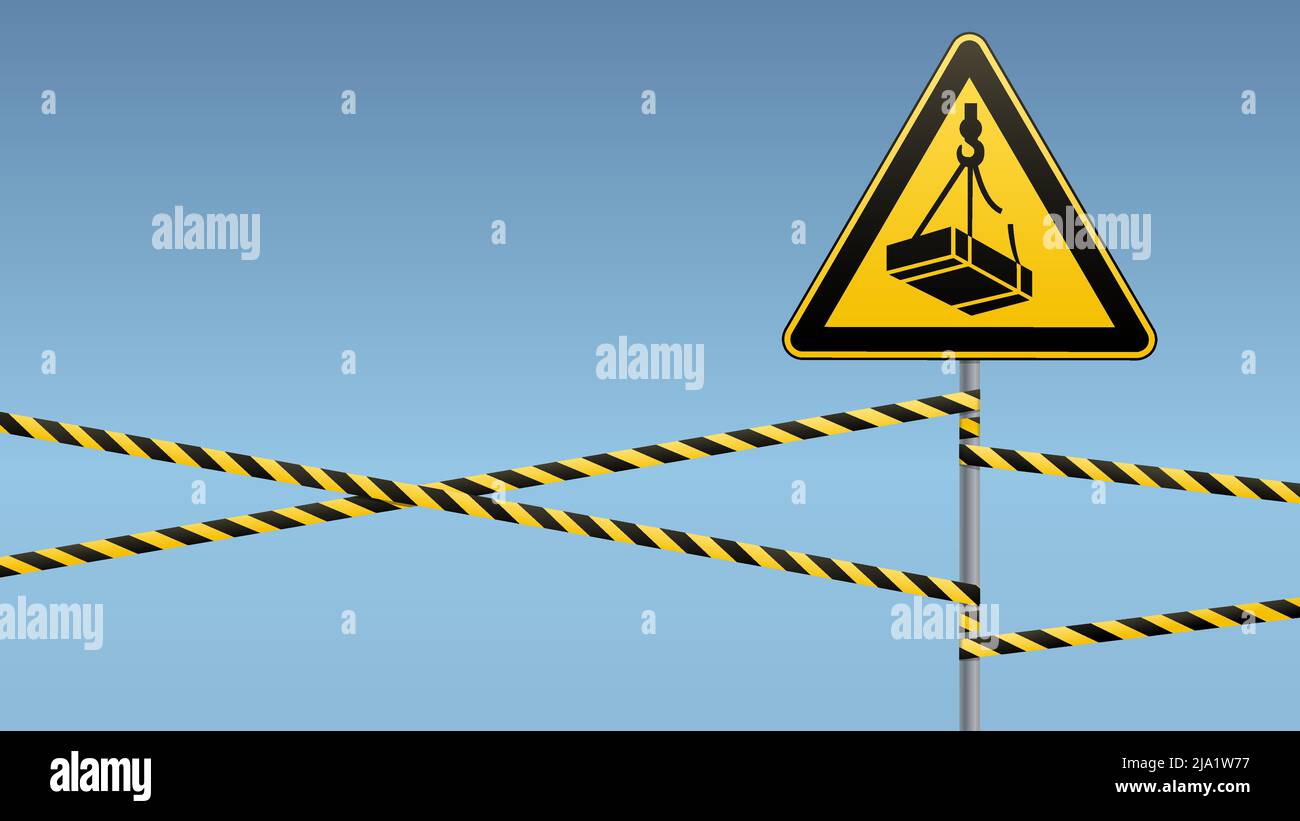 Caution - danger May fall from the height of the load. Safety sign ...