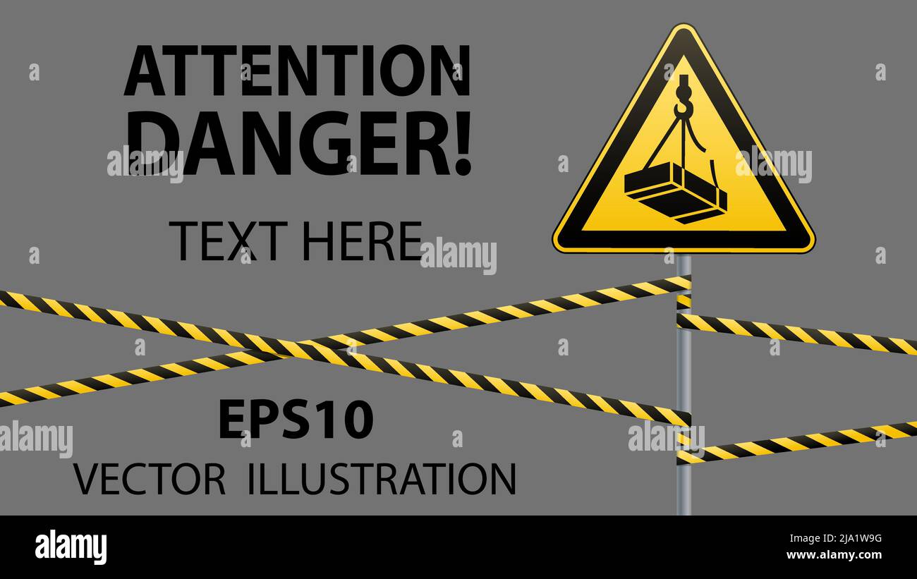 Caution - danger May fall from the height of the load. Safety sign ...