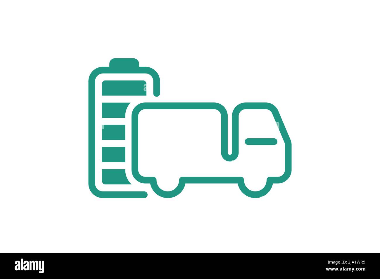 Electric truck with fully charged battery energy indicator green linear ...