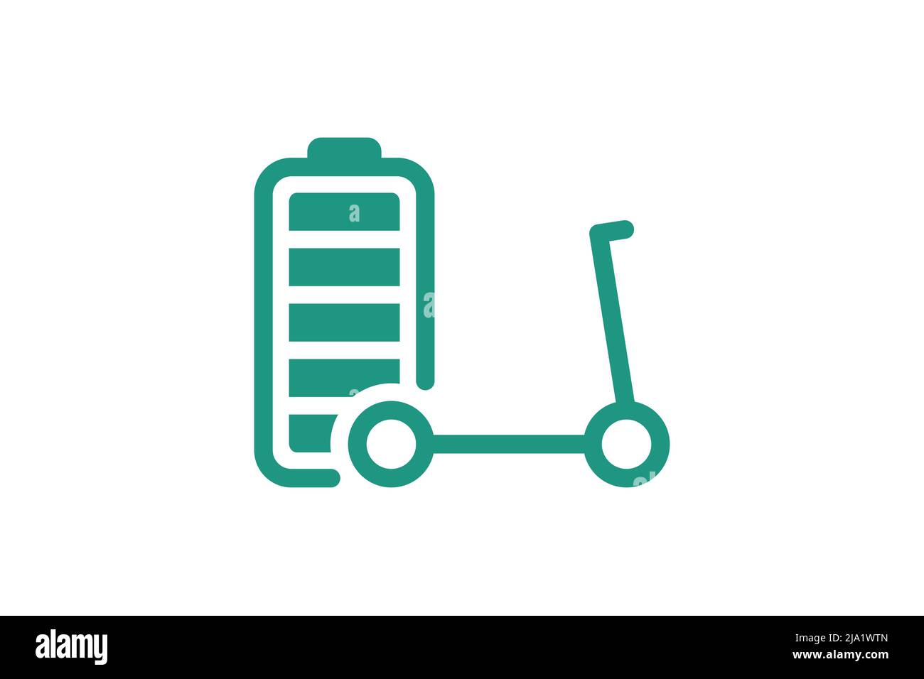 Electric kick scooter fully charged battery energy indicator green ...