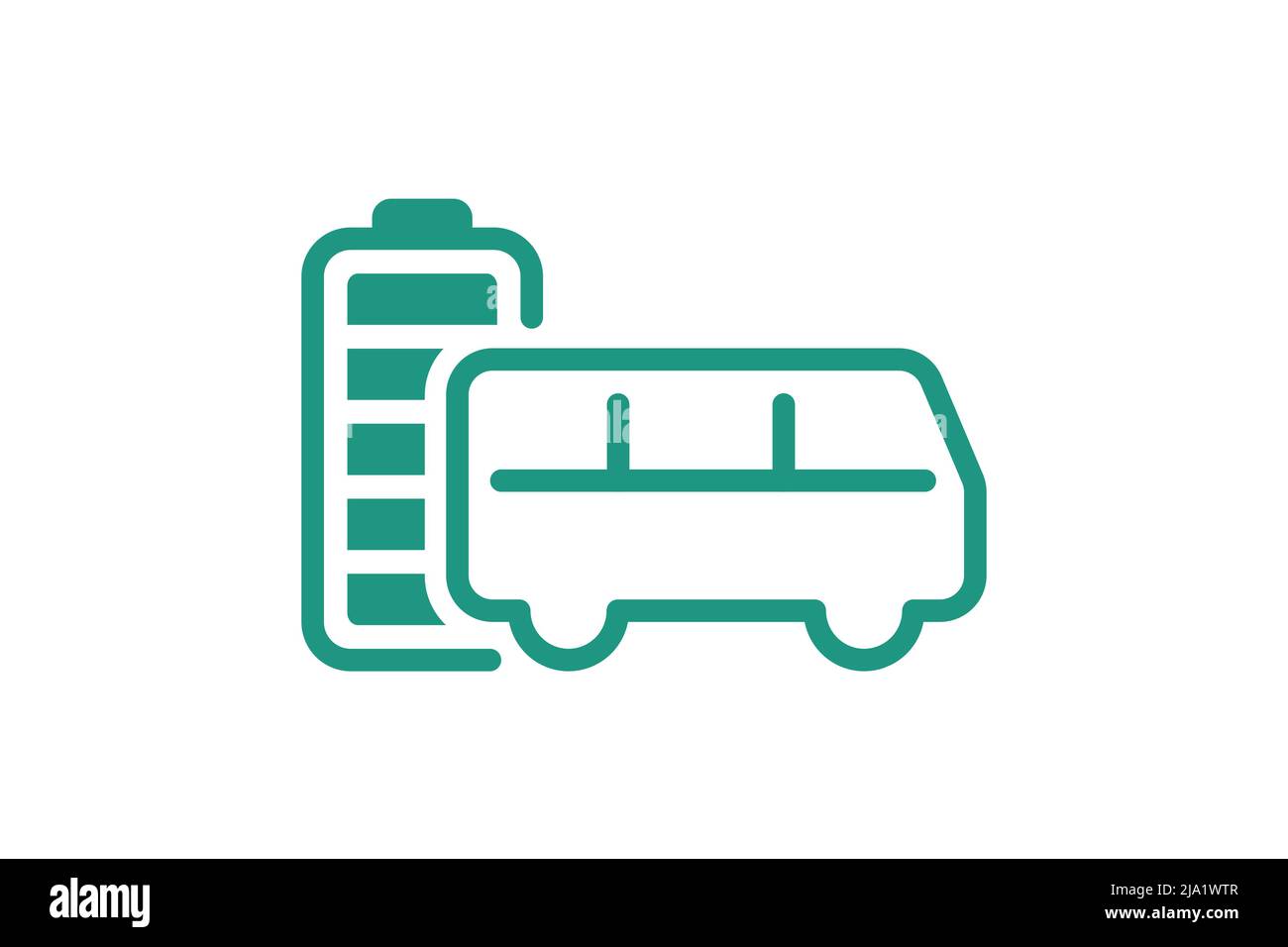 Electric bus with fully charged battery energy indicator green linear ...