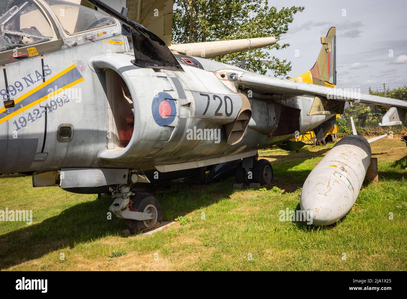 Norwich, Norfolk, UK – May 22 2022. Side on view of a Harrier jump jet ...