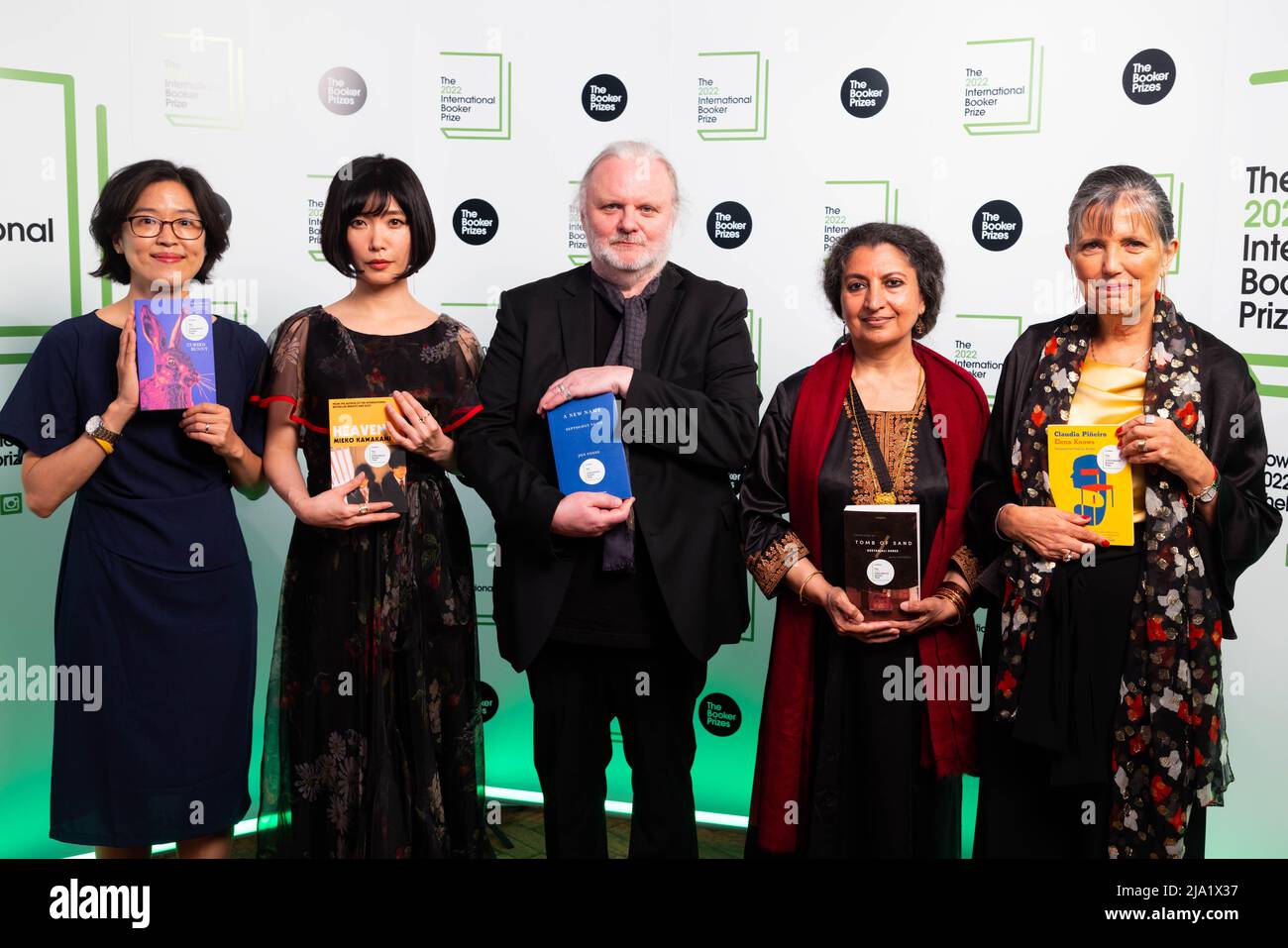 EDITORIAL USE ONLY (left-right) Shortlisted authors, Bora Chung, Mieko ...