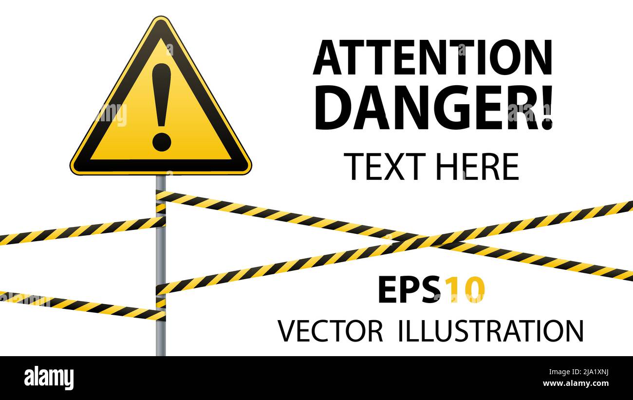 Caution - danger Warning sign safety. yellow triangle with black image ...