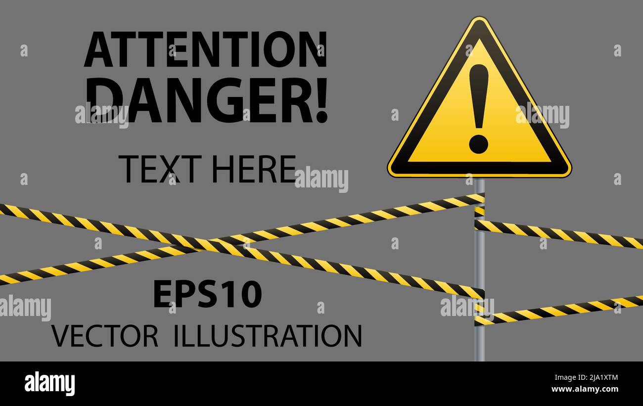 Caution - danger Warning sign safety. yellow triangle with black image ...