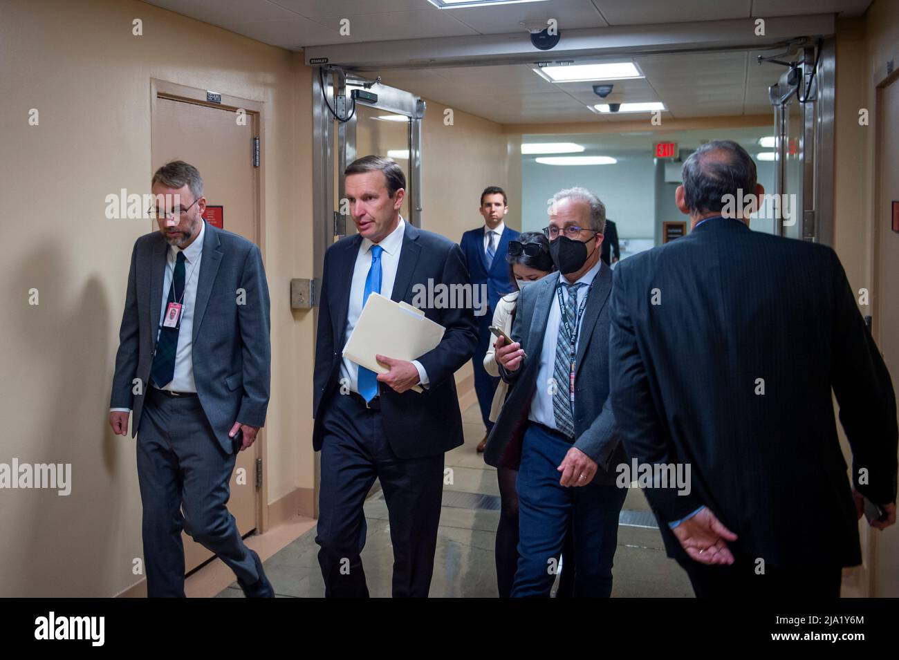 United States Senator Chris Murphy (Democrat of Connecticut) talks with ...