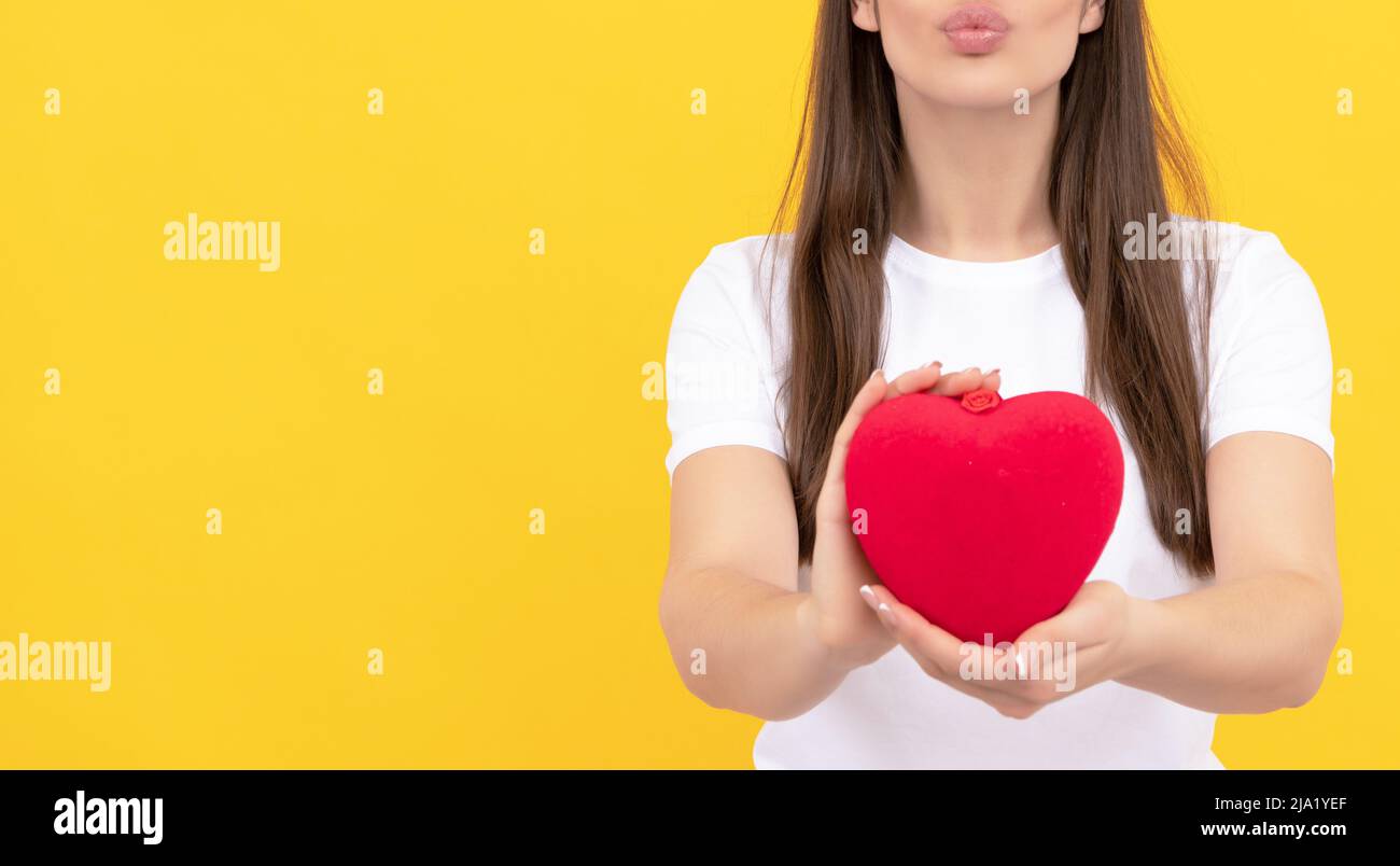 funny girl with love symbol on yellow background. love romantic gift ...