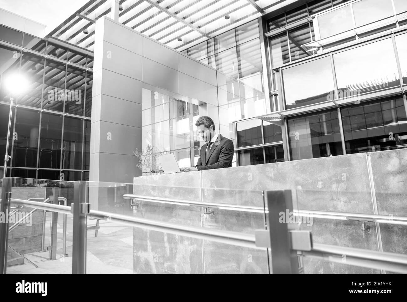 business success. programmer man use pc. entrepreneur or manager. agile business Stock Photo - Alamy