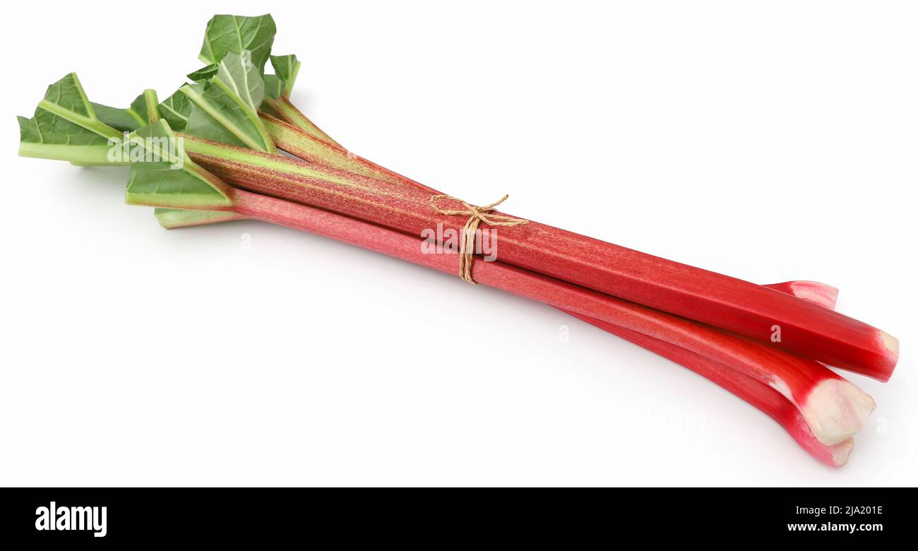 Fresh rhubarb over white background Stock Photo - Alamy