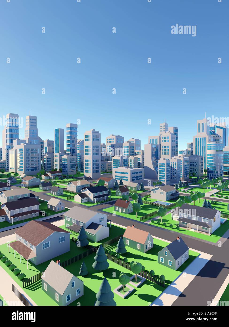 Clean, modern suburban neighborhood with nice houses and green spaces ...