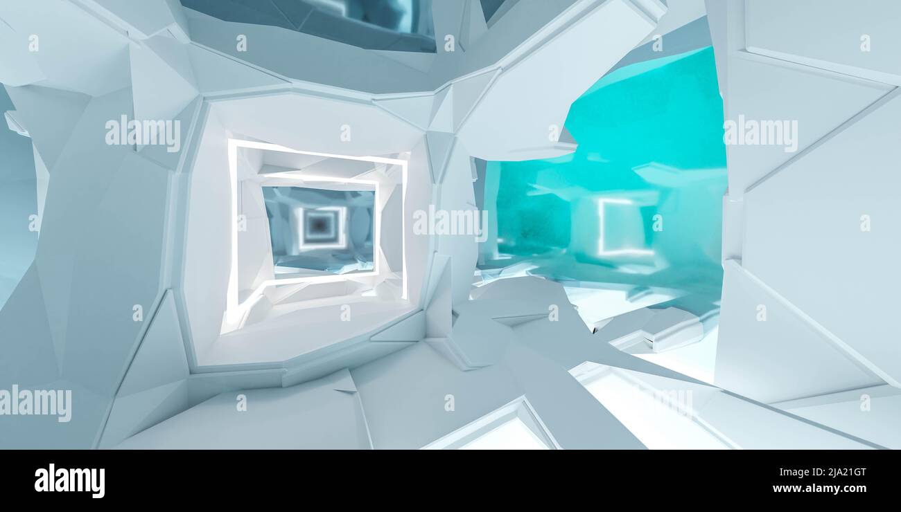 futuristic space station lab future technology concept 3d render ...