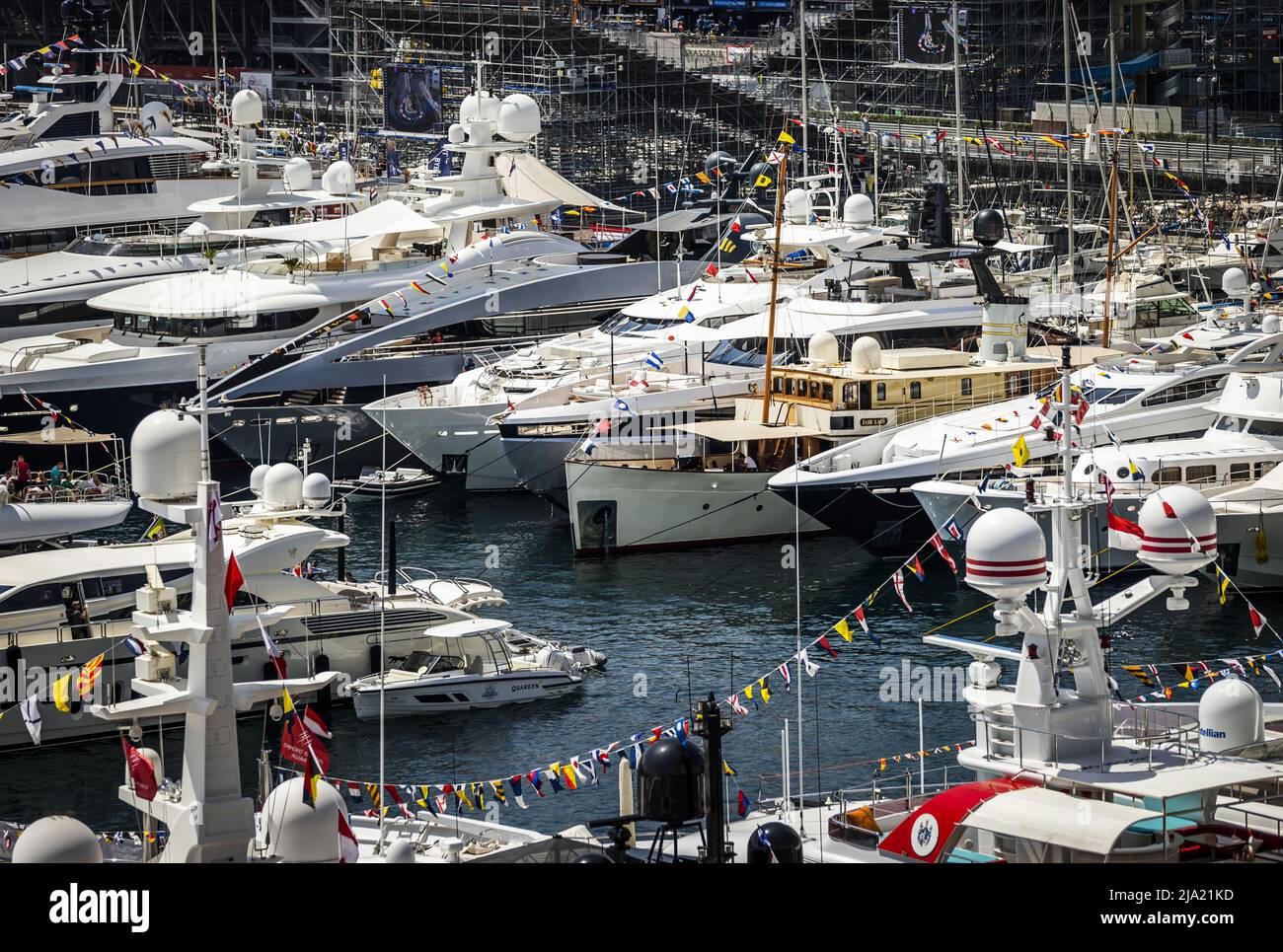 MONTE-CARLO - Luxurious yachts in port in the run-up to the Formula 1 ...