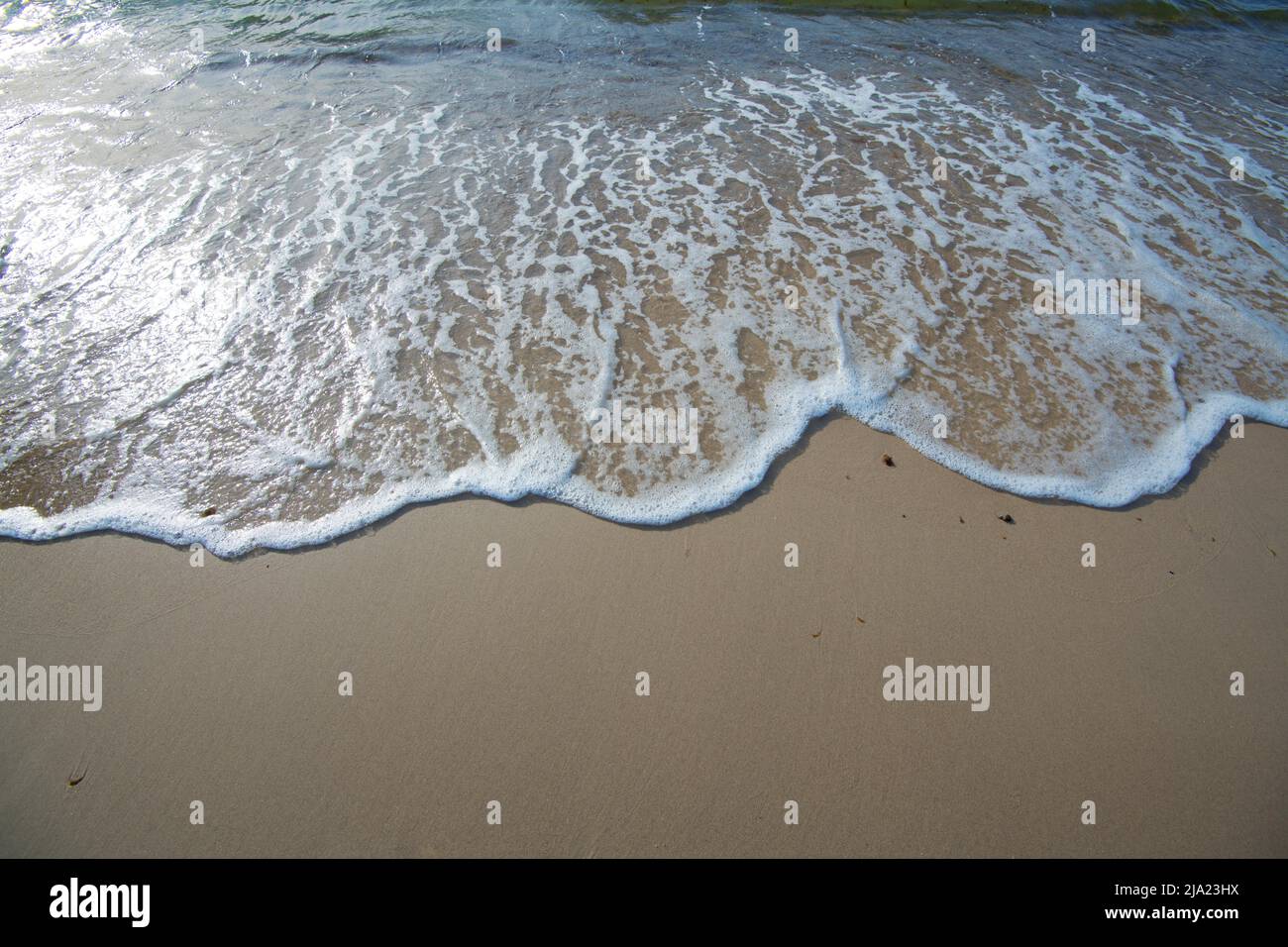 The Baltic Sea meets land, water games on Darss beach, Vorpommersche ...
