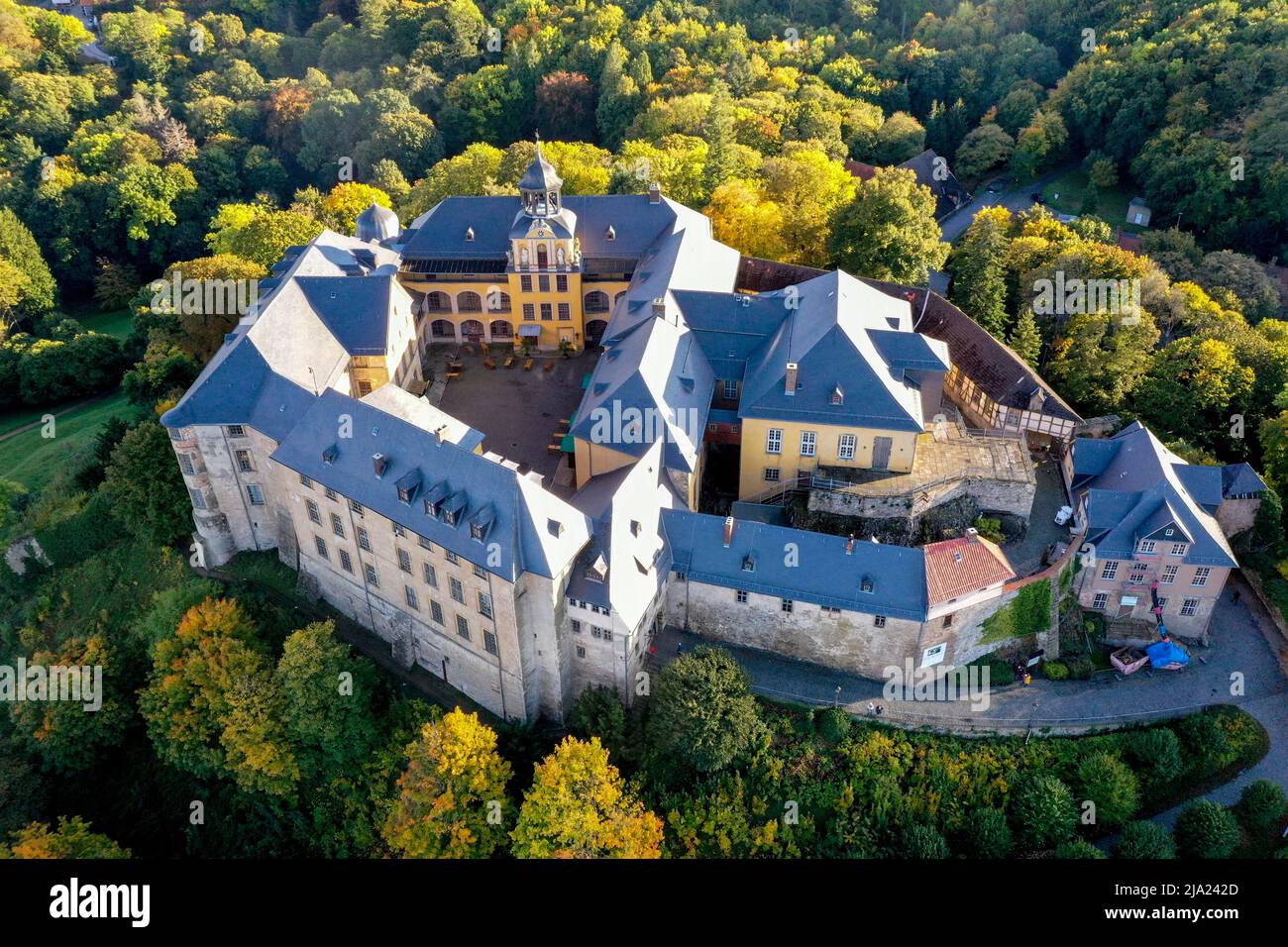 Drone photo, drone shot, baroque castle Blankenburg, detail shot, close ...