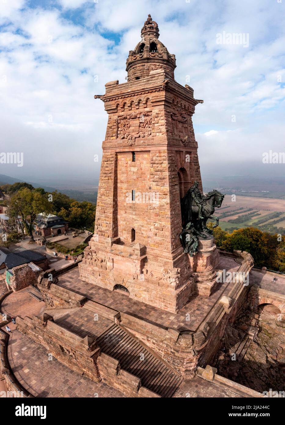 Drone photo, drone shot, Kyffhaeuser with Kaiser Wilhelm monument ...