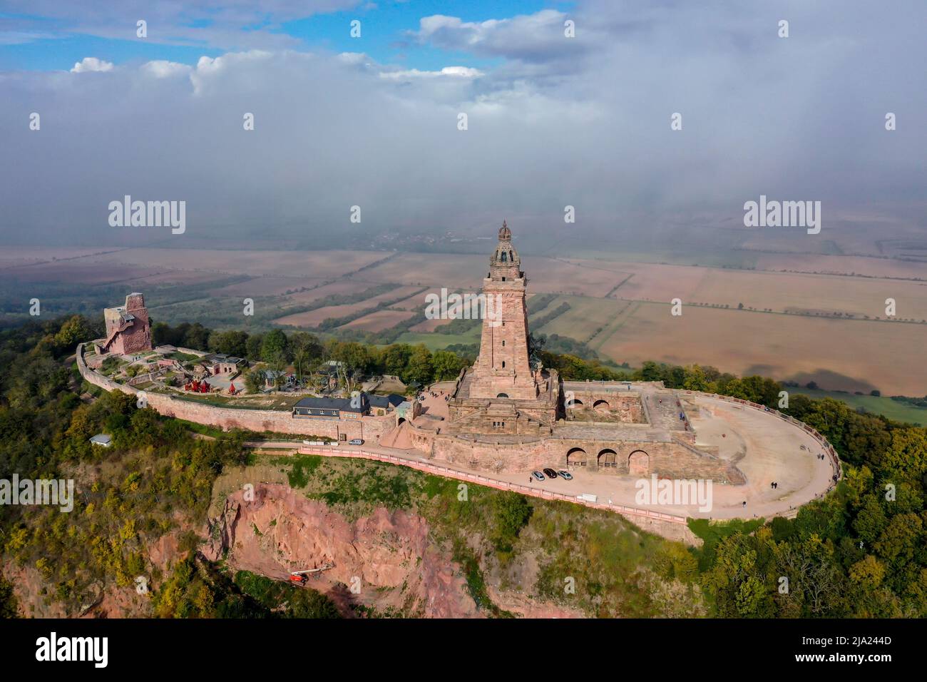 Drone photo, drone shot, Kyffhaeuser with Kaiser Wilhelm monument ...