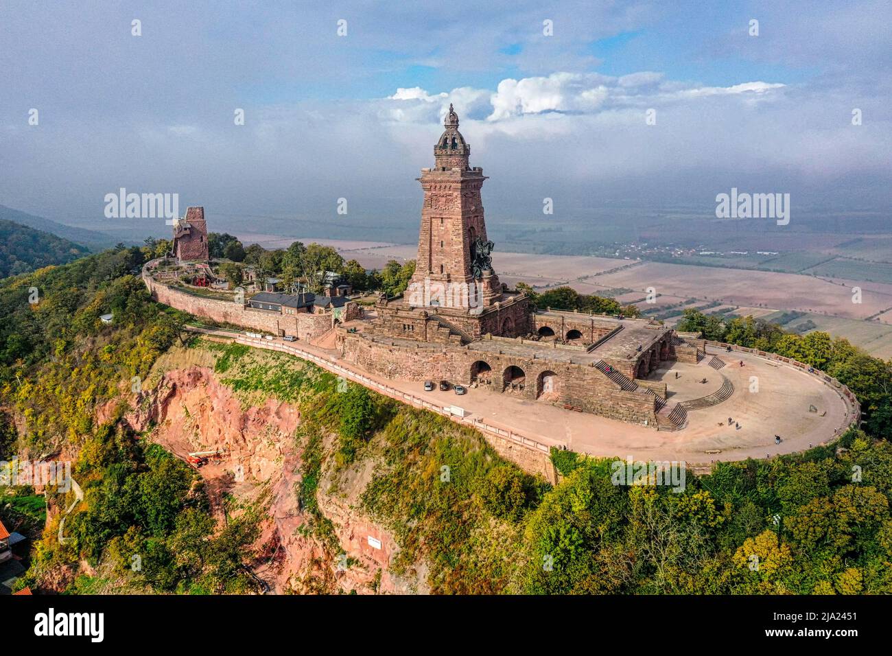 Drone photo, drone shot, Kyffhaeuser with Kaiser Wilhelm monument ...
