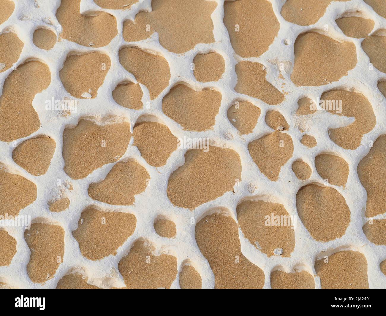 Macro, chalk and sand pattern, White Desert, near Bahariya Oasis, Egypt ...