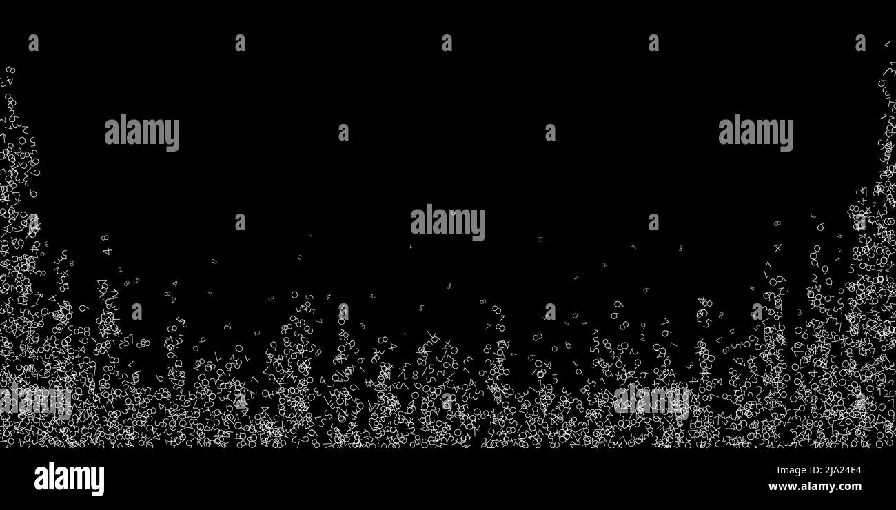 Falling numbers, big data concept. Binary white chaotic flying digits. Lovely futuristic banner ...