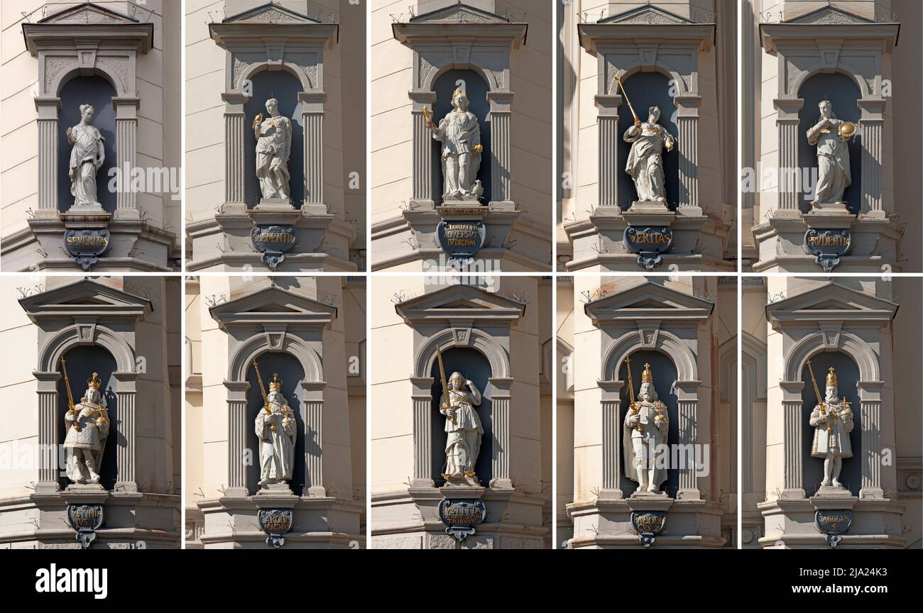 Ten Sculptures of Emperors and Allegorical Figures on the Baroque ...