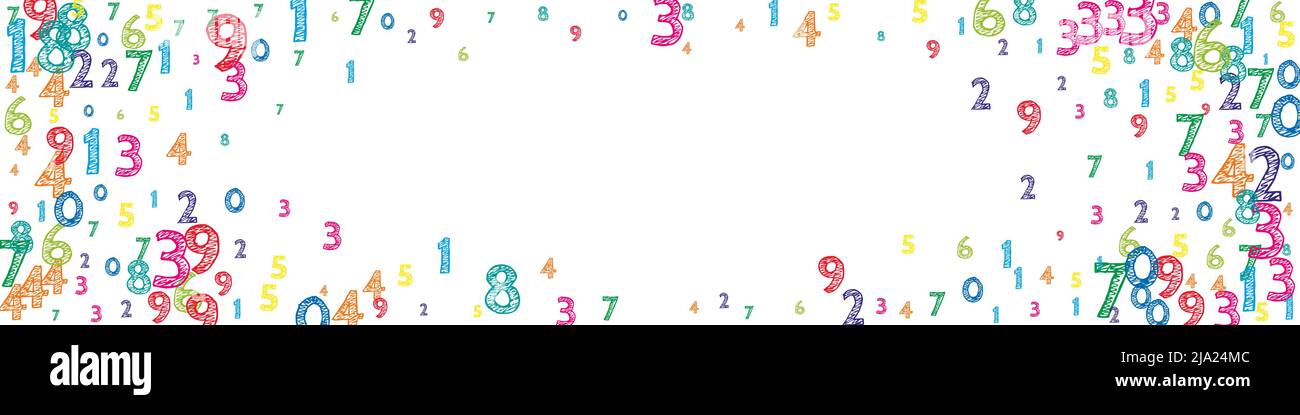 Falling colorful orderly numbers. Math study concept with flying digits ...