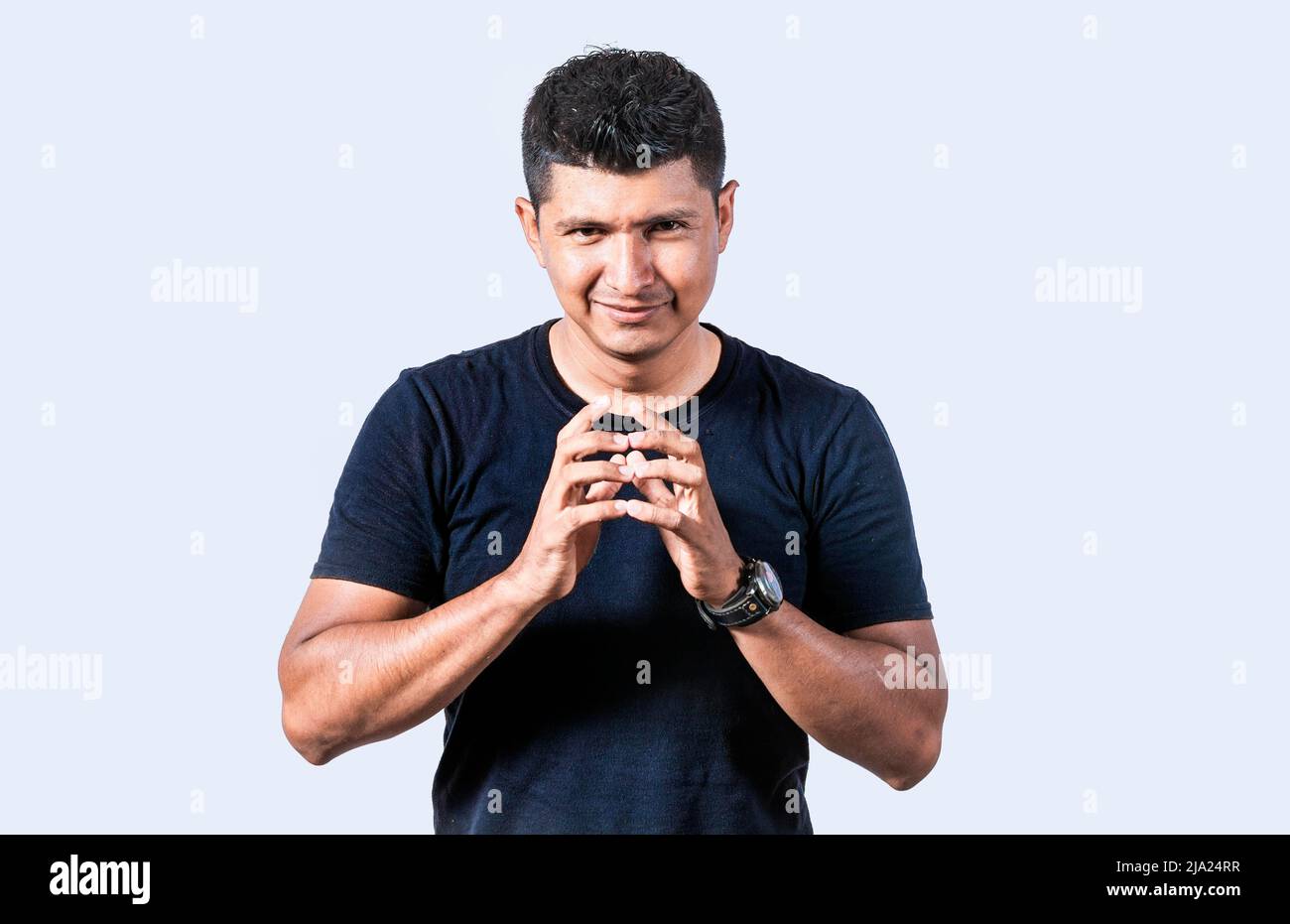 Person rubbing his hands planning something, Cunning man rubbing his ...