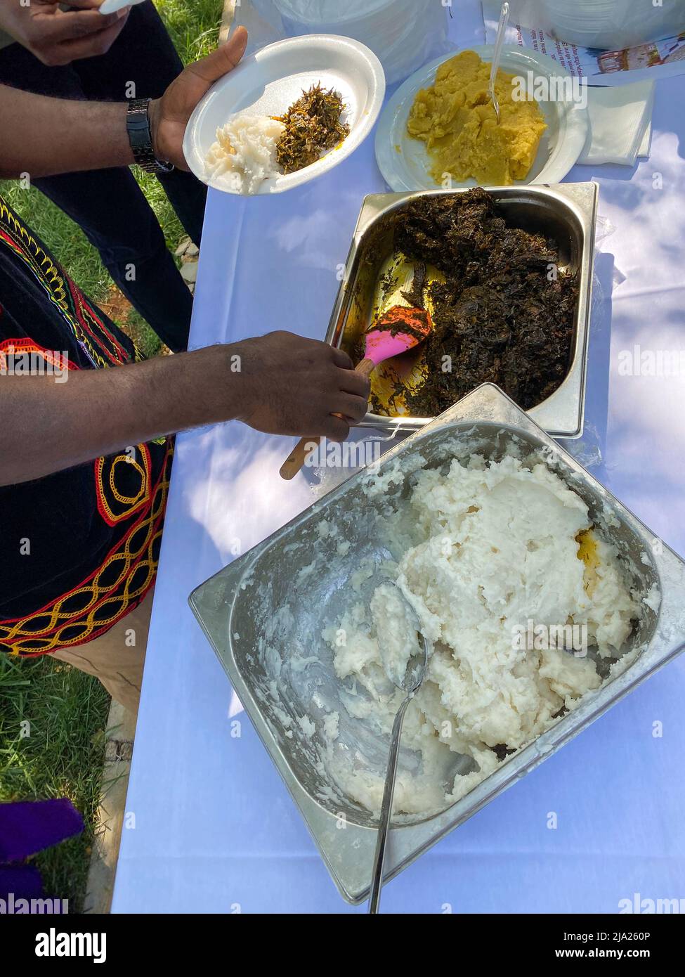 Cameroonian food Fufu, Eru and Garri Stock Photo - Alamy