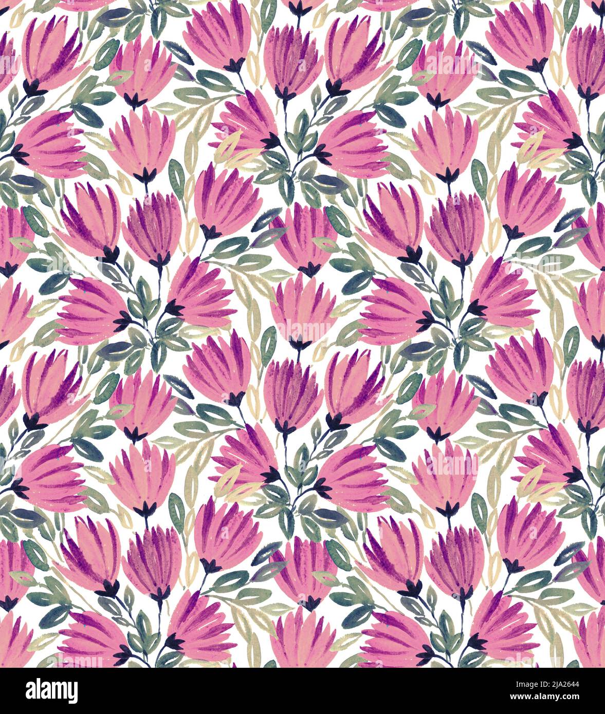 Seamless Hand painted Watercolour clustered Amaranth Brush flower Stock ...