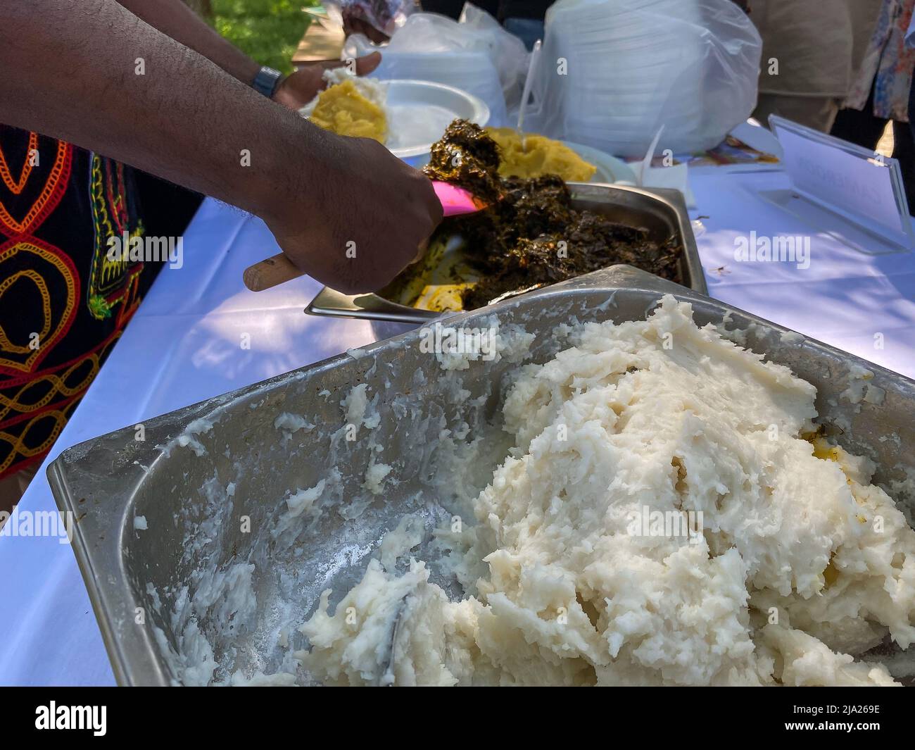 Cameroonian food Fufu, Eru and Garri Stock Photo - Alamy