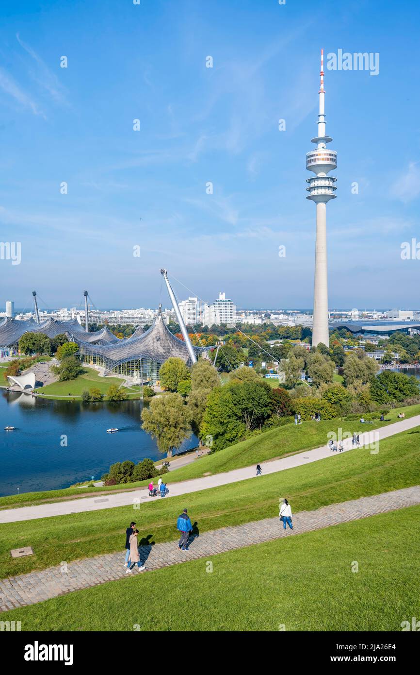 Olympic grounds, park with Olympic lake and television tower, Olympic ...