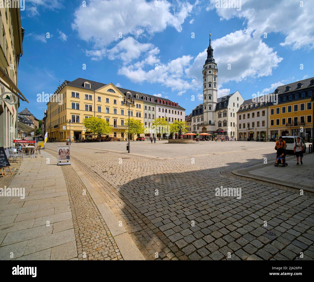 Market square with Renaissance town hall, and market fountain, Gera ...
