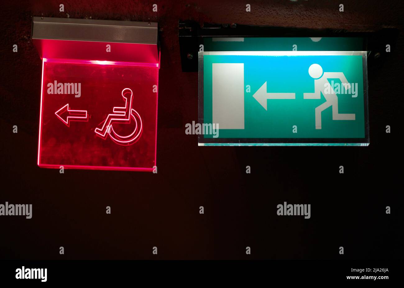 Pictograms, nightly for signage emergency exit, also for wheelchair ...