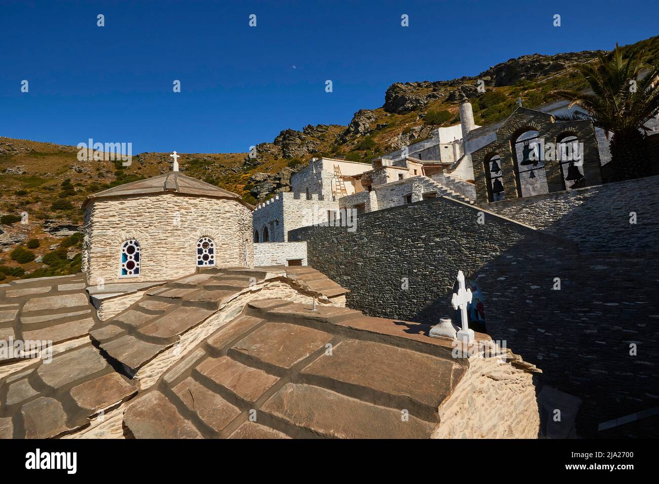 Moni Panachrantou, Stone Church Building, Stone Church Tower, Bell ...